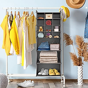 Fixwal Hanging Closet Organizer Storage 15 Section Clothes Drawers & Shoe Shelves Space Saving Clothes Shoes Accessories Holder & Storage for Bedroom Nursery Cloakroom Or RVs