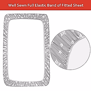 Pack and Play Sheets Fitted Compatible with Graco Pack N Play, Mini Crib Sheets 39"x 27"x 5'' fits Playard Playpen, Lovely Star Print Pack and Play Fitted Sheets for Boys and Girls Mini Crib Bedding