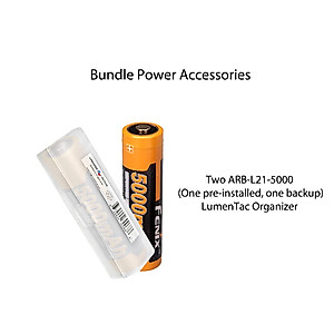 Fenix HM70R 1600 Lumen USB-C Rechargeable Headlamp with 2 ARB-L21-5000, White, High CRI and Red Beams & LumenTac Organizer