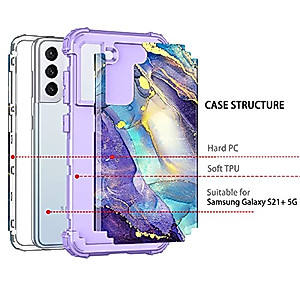Rancase for Galaxy S21 Plus 5G Case,Three Layer Heavy Duty Shockproof Protection Hard Plastic Bumper +Soft Silicone Rubber Protective Case for Samsung Galaxy S21 Plus 5G 6.7 inch,Purple
