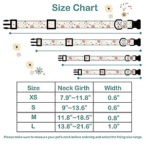 Faygarsle Cotton Designer Dogs Collar Cute Flower Dog Collars for Girl Female Small Medium Large Dogs with Flower Charms L