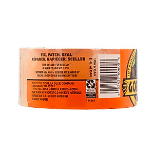 Gorilla Crystal Clear Repair Duct Tape, 1.88” x 18 yd, Clear, (Pack of 1)