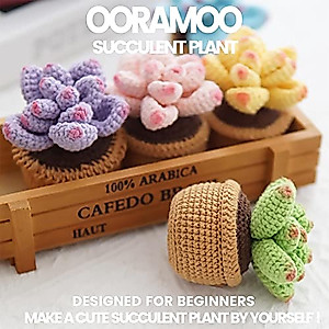 OORAMOO Crochet Kit for Beginners - 4Pcs Succulents, Beginner Crochet Starter Kit for Complete Beginners Adults, Crocheting Knitting Kit with Step-by-Step Video Tutorials