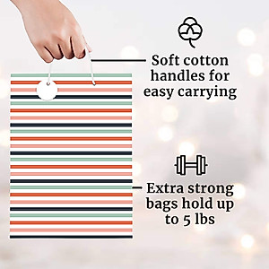 Cute Assorted Birthday Gift Bags - Set of 4 - 10" Medium Size Gift Bags With Handles & Name Tags - Floral, Striped, and Confetti Everyday Gift Bags - Pink & Green Gift Bags For Women. Perfect for Easter, Mothers Day, Birthdays, Baby Showers, Bridal Shower