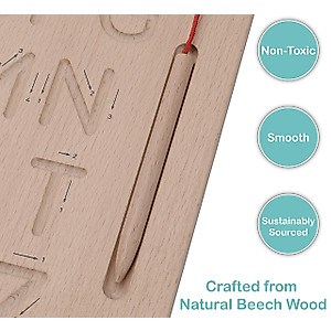 Motlan Montessori Wooden Alphabet & Numbers Tracing Board w/Dry Erase Book Bonus | Wood Letter Tracing- 2 Double-Sided Boards - for Toddlers and Preschool