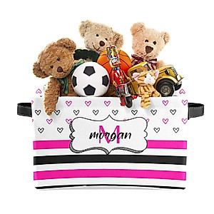 ZAACUSTOM Personalized Storage Bins with Name for Organizing Babys Boys and Girls Toys, Custom Kids Storage Basket Boxes Cubes Organizer with Handles for Shelf Closet Nursery, 1 Pack