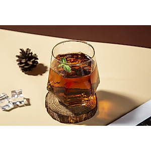 [6-Pack,10 Oz] Design·Master- Diamond Wine Glasses, Stemless Wine Glasses, Diamond Whiskey Glasses, Drinking Glasses, Ideal for Red and White Wine,Kitchen Glassware, Wedding and Party Gifts