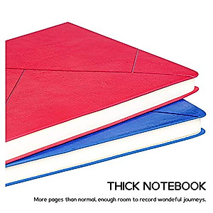 EMITEC Leather Composition Journal Notebook - Classic A5 Wide Ruled Writing Subject Notepad Colorful Hardcover Travel Diary Journals Notebook for Students 100 Sheets/Random Color Set of 3