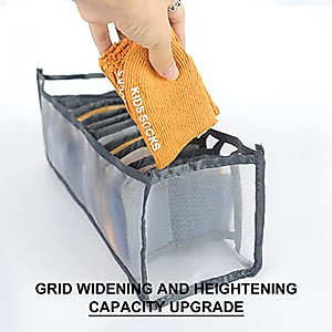 FGSAEOR Wardrobe Clothes Organizer (3 Pcs), Closet Underwear Organizer Drawer Divider Baskets For Folded Clothes, Clothing Storage Bins for Bedroom - Grey