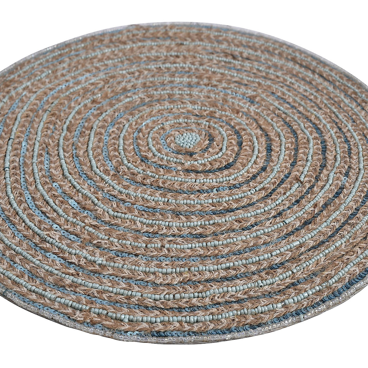 Trunkin USA jute-embroidered-placemat-br-color-teal-natural-br-size-15-round-br-set-of-4