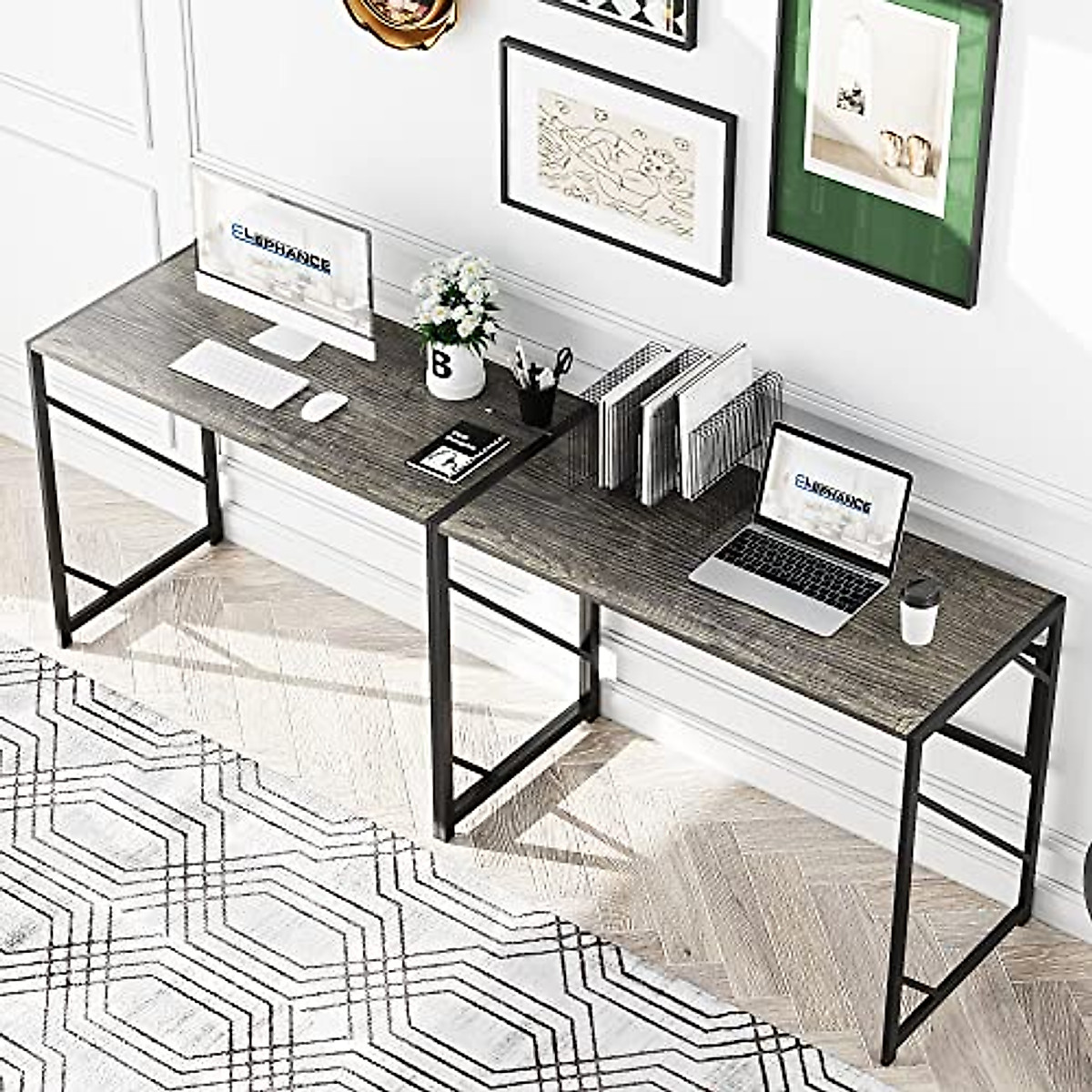 Elephance Folding Desk Writing Computer Desk for Home Office, No-Assembly Study Office Desk Foldable Table for Small Spaces