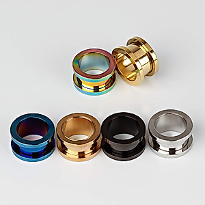 TBOSEN Set of 12 pcs Stainless Steel Ear Plugs Large Alloy Gauges Stretching Screw Fit Tunnels Gauge 2g - 1 inch