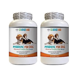 MY LUCKY PETS LLC Dog probiotic and Enzyme - Dog PROBIOTICS - Bad Breath and Passing Gas Solution - Oral Health - Dog Digestive Enzyme Supplements - 2 Bottles (120 Treats)