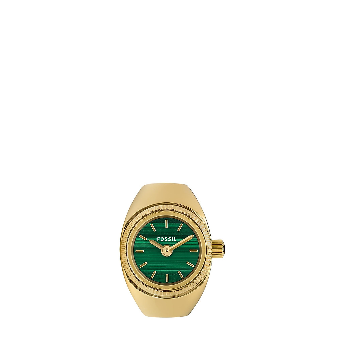 Fossil Women's Quartz Stainless Steel Two-Hand Watch Ring, Color: Gold/Green (Model: ES5308)