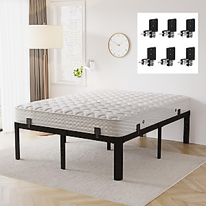 Askeld 6 PCS Non-Slip Mattress Gaskets, Mattress Gripper for Metal Bed Frame, Adjustable Mattress Slide Stopper, Durable Mattress Retainer Bar,Keep Mattress from Sliding,Black