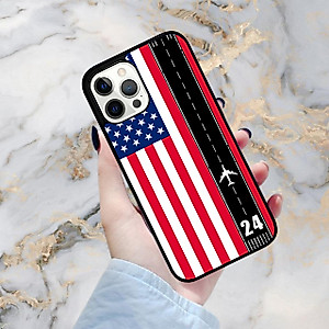 Airplane Runway American Flag Pilot Airport Travel Aviation Case - Compatible with iPhone 15 - Durable Non-slip TPU Rubber Shockproof Slim Case (15)