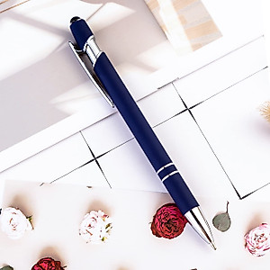 PASISIBICK 12 Pieces Blue Ballpoint Pen with Stylus Tip, 2 in 1 Stylus Stylish Pen, Premium Metal Stylus Pen for Touch Screens, Black Ink, 1.0 mm Medium Point.(12 PCS Blue)