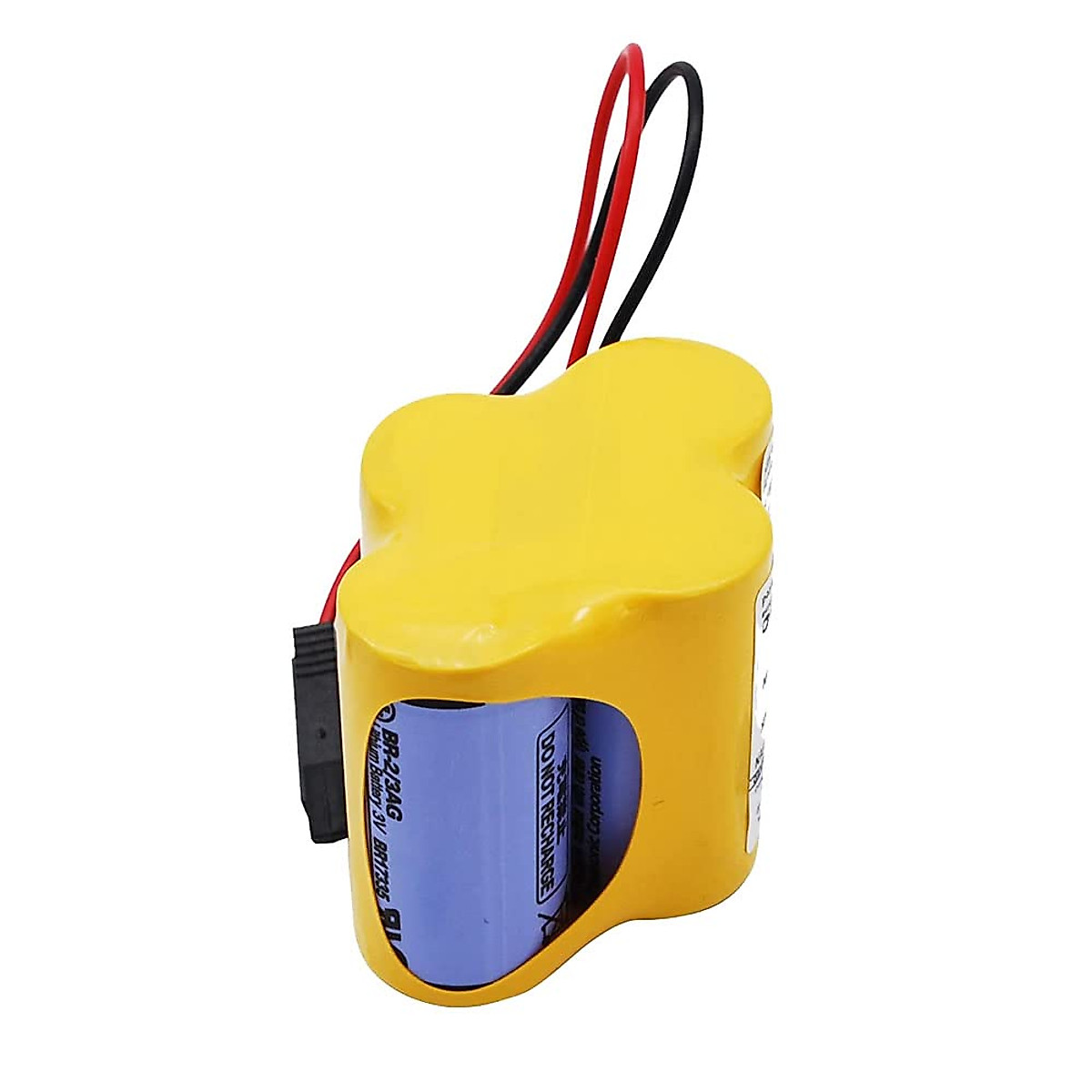 BAOBUTE 6V 4400mAh BR-2/3AGCT4A Replacement Battery for FANUC A98L-0031-0025 CNC System with Black Plug(Pack of 2), 33MM*34MM*34MM