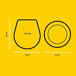 JoyJolt Spirits Stemless Wine Glasses for Red or White Wine (Set of 4)-15-Ounces