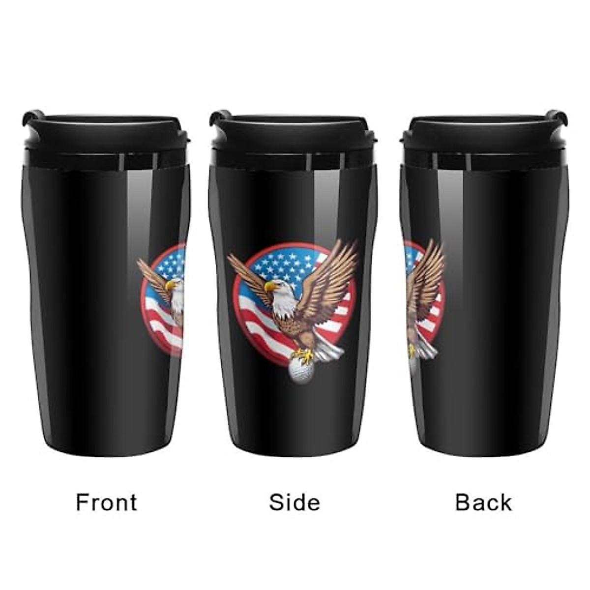 Usa Flag Ea-gle Golf Travel Coffee Mug Reusable Coffee Cup Tumbler with Lid for Outdoor 250ml