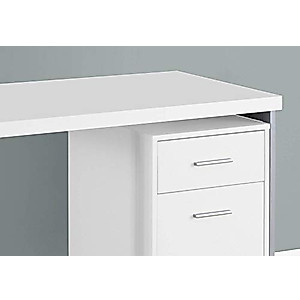 Monarch Specialties Contemporary Laptop Table with Drawer and File Cabinet Home & Office Computer Desk-Metal Legs, 48" L, White-Silver