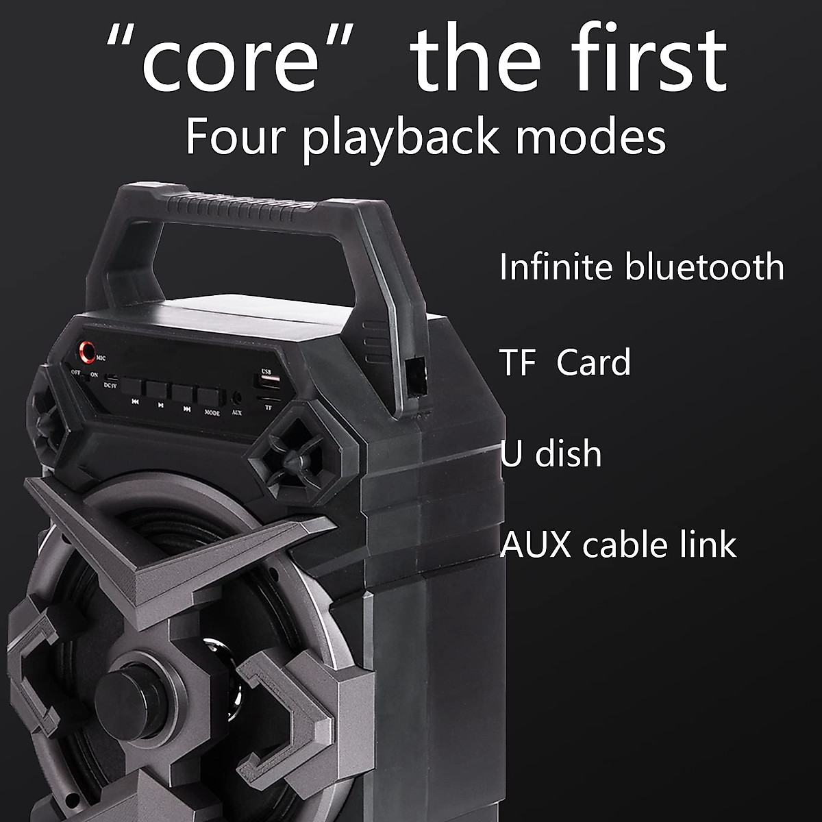 Tuklye 6.5-inch Portable Wireless Speaker, Portable subwoofer System, Rechargeable, Outdoor Bluetooth led Speaker, USB / MP3 / Multi-Color LED Light.(Black)