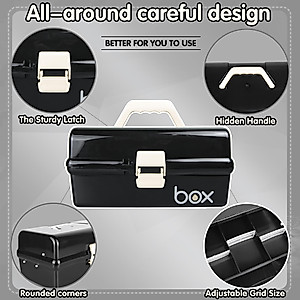 TERGOO 12in Three-Layer Multipurpose Storage Box Organizer Folding Tool Box/Art & Crafts Case/Sewing Supplies Organizer/Medicine Box/Family First Aid Box with 2 Trays (Black)…