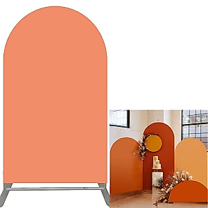 FiVan Arched Backdrop for Birthday Wedding Banquet Bridal Baby Shower Party Decoration Arch Wall Stretchy Fabric Cover Photography Background 3x6.5ft Orange Solid Color Background Props