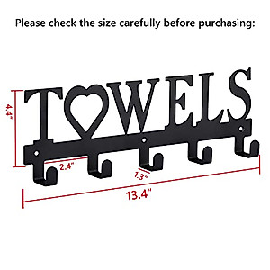WeeksEight Metal Towel Holder Towel Rack, Wall Mount Towel Hanger Hooks for Bathroom Kitchen Bedroom Hanging Towels Bathrobe Robe (5 Hooks Black)