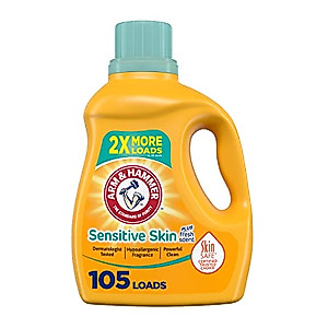 Arm & Hammer Sensitive Skin Plus Fresh Scent, 105 Loads Liquid Laundry Detergent, 105 Fl oz