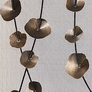 Deco 79 Metal Floral Foldable Mesh Netting 3 Panel Fireplace Screen with 3D Floral on Vines, 56" x 1" x 32", Gold