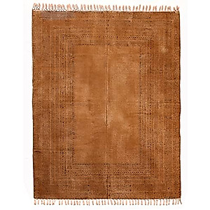 Bohemian Cotton Rug Hand Block Printed Handmade Tassels Throw Rugs Hand Woven Door Mat Floor Rug Indoor Area Rugs for Laundry Room Living Room Bathroom Lounge