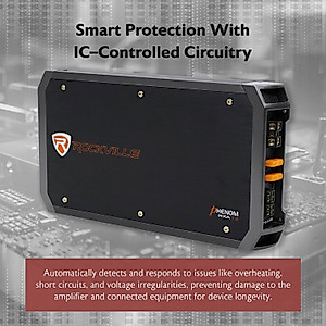 Rockville RXA-T2 2400W 2-Channel Car Amplifier, Dyno-Certified RMS, MOSFET Power Supply, Elna Capacitors, Class A/B, Perfect for Car Audio and Subs