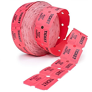 Brybelly 2000 Two Part Double Roll Raffle Tickets (Choose Ticket Color) - Includes 100 Bonus Colored Markers!
