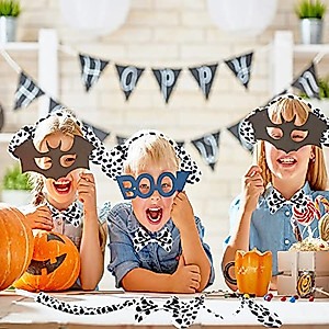 Krgiqn 3 Pack Dalmatian Dog Costume Set,Puppy Ears Black and White Dog Headband,Bow Tie Tail Head Hoops Costume Kit Accessories for Kids Halloween Christmas Cosplay,Party Decoration