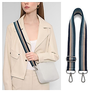 Zalaxt Wide Purse Straps Replacement Crossbody, Purse Strap with Silver Hardware, Guitar Straps for Handbags Blue