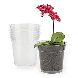 KINGLAKE GARDEN 16 Pack Clear Orchid Pots,4.5 Inch Clear Plastic Orchid Planter with Holes,Clear Orchid Planter Orchid Pots Plant Pots for Indoor Outdoor Flower Plants