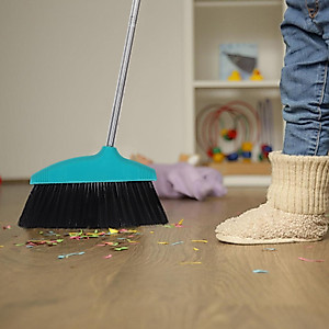 LIFKOME Broom for Floor Cleaning with 84 inch Long Handle Heavy Duty Broom for Sweeping Indoor Outdoor Kitchen Office Green