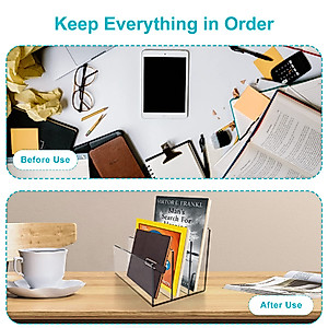 Boloyo Acrylic 3 Sections File Holder,Clear File Organizer Letter Sorter Holder for Desk,Fit for Office File Organizer Wallet & Purse Display Stand (Clear 3 Sections 1PC)