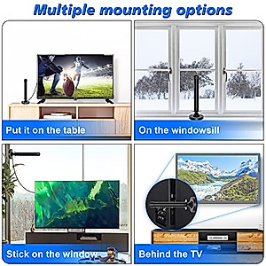 TV Antenna for Smart TV Without Cable, Indoor Digital TV Antenna Long Range with Signal Booster 4K fire Stick max Free for All 4K 1080P HDTV Local Channels Support All TV with 10ft Coax Cable