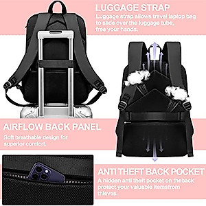 CAFELE Laptop Backpack 17.3 Inch Stylish Daypack with USB Port, Water-repellent College Bookbag,Large Bagpack for Travel/Business/Women/Quilted Black