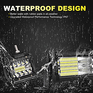 TURBO SII - LED Light Bar 32 Inch 441W Triple Row Flood Spot Combo Beam Offroad Driving Light 4Pcs 4 Inch 60W LED Cubes Lights with 3-Leads Wiring Harness for Trucks ATV UTV Polaris SUV Boats