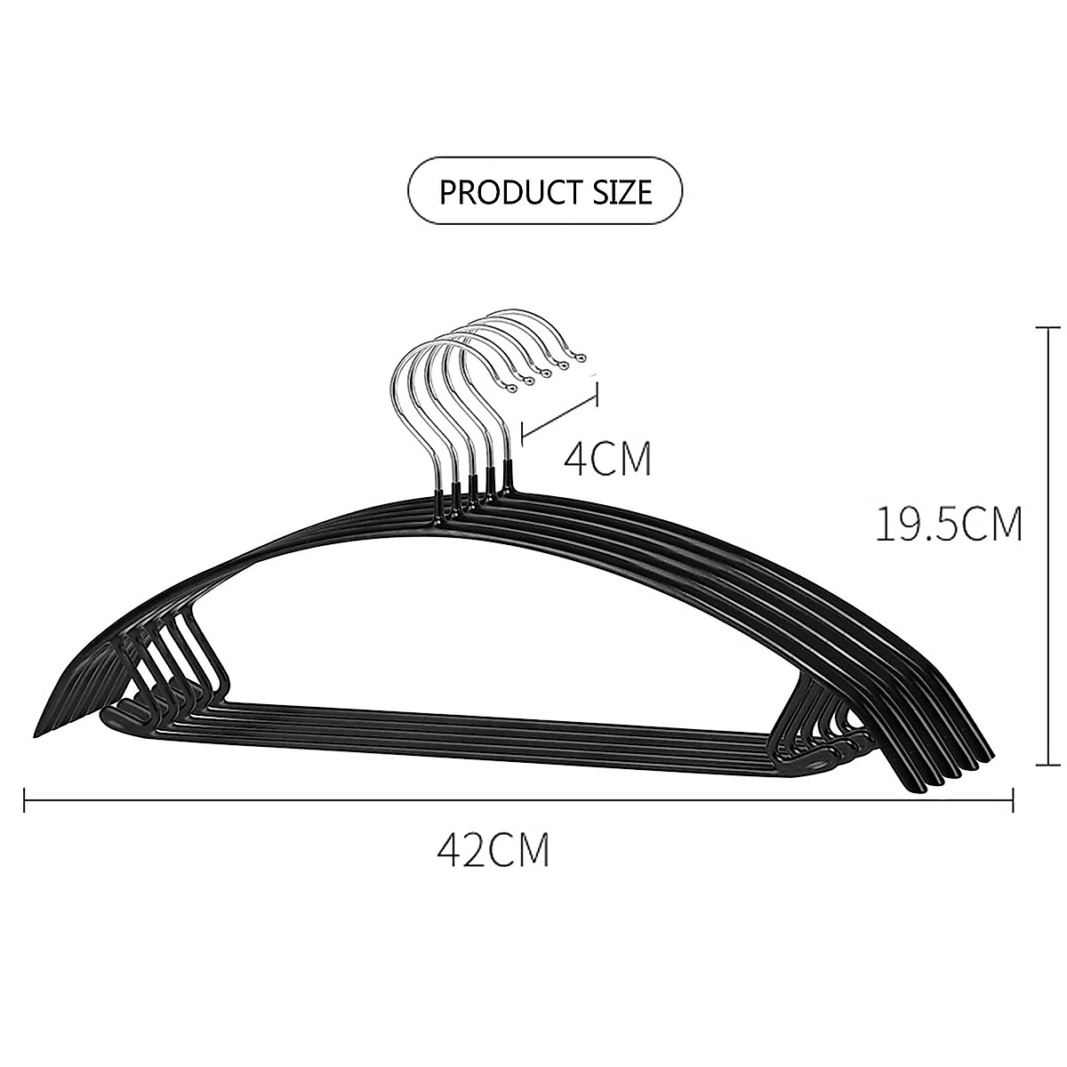 PJJXMY Clothes Hanger Rubber Coated Contour Metal No Bumps Hanger, Suit Hanger,Coat Jacket Hangers,Sweater Hanger (Pack of 20, Black)