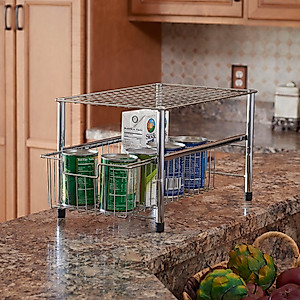 Household Essentials Silver 1237-1 Free Standing Pull Out Cabinet Organizer Shelf | Single, 16.5" Deep