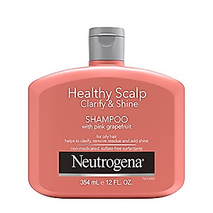 Neutrogena Exfoliating Healthy Scalp Clarify & Shine Shampoo for Oily Hair and Scalp, Anti-Residue Shampoo with Pink Grapefruit, pH-Balanced, Paraben & Phthalate-Free, Color-Safe, 12oz