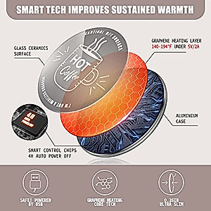 2 Pack Coffee Mug Warmer, Mug Warmer with 4 Hour Auto Shut Off, 3 Heat Setting Coffee Warmer for Desk, Cup Warmer Powered by USB Candle Warmer Portable Perfect for Travel, Work, Home (Grey)