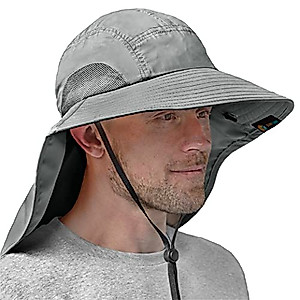 SUN CUBE Wide Brim Sun Hat with Neck Flap, Fishing Hiking for Men Women Safari, Neck Cover for Outdoor Sun Protection UPF50+ | Gray