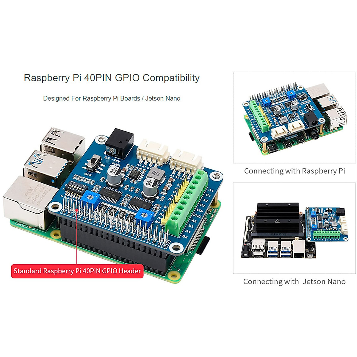 Stepper Motor HAT Dual Onboard 2-CH HR8825 Motor Driver Chip,Drive two Stepper Motors Up To 1/32 Microstepping,Apply to 3D Printer, Sculpturing machine, Mechanical Arm,for Raspberry Pi/ Jetson Nano