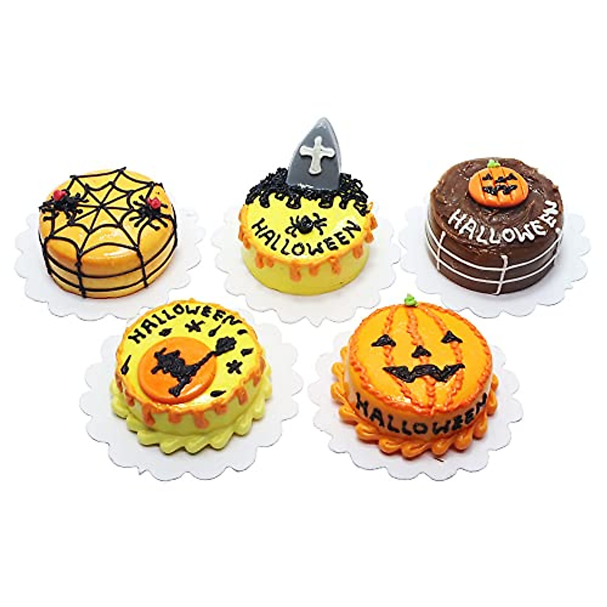 ThaiHonest Mixed 5 Assorted Halloween Cake Dollhouse Miniature Food,Tiny Food