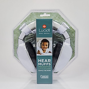 Lucid Audio HearMuffs Baby Hearing Protection (Over-The-Ear Sound Protection Ear Muffs Infant/Toddler/Child), One Size, White